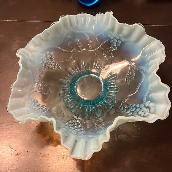 Fenton | Accents | Vintage Fenton Ruffle Rim Grape Pattern Bowl | Poshmark